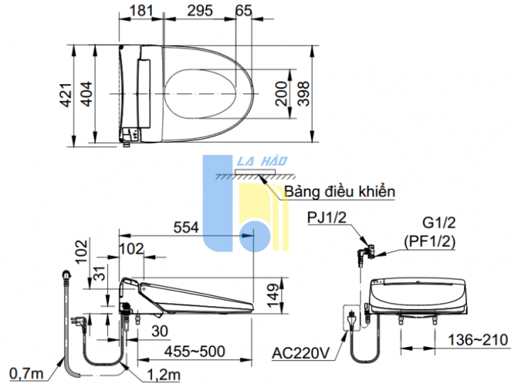 Nắp Điện Tử INAX CW-KA22AVN Bảng Điều Khiển Từ Xa